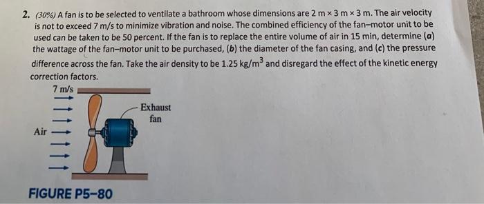 Solved 2. (30%) A fan is to be selected to ventilate a | Chegg.com
