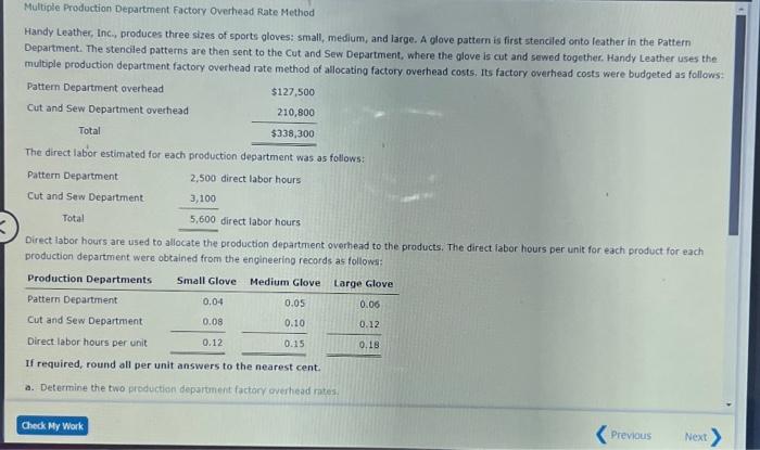 Solved Multiple Production Department Factory Overhead Rate | Chegg.com