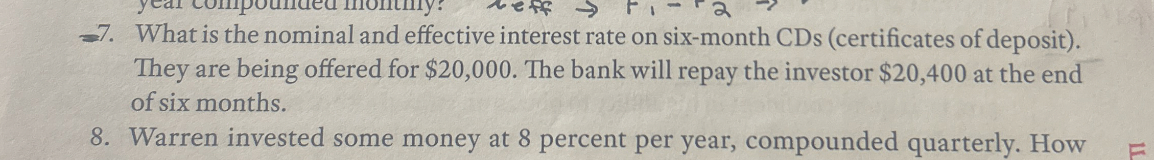 Solved What is the nominal and effective interest rate on | Chegg.com