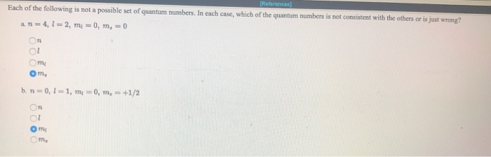 Solved References Each of the following is not a possible | Chegg.com
