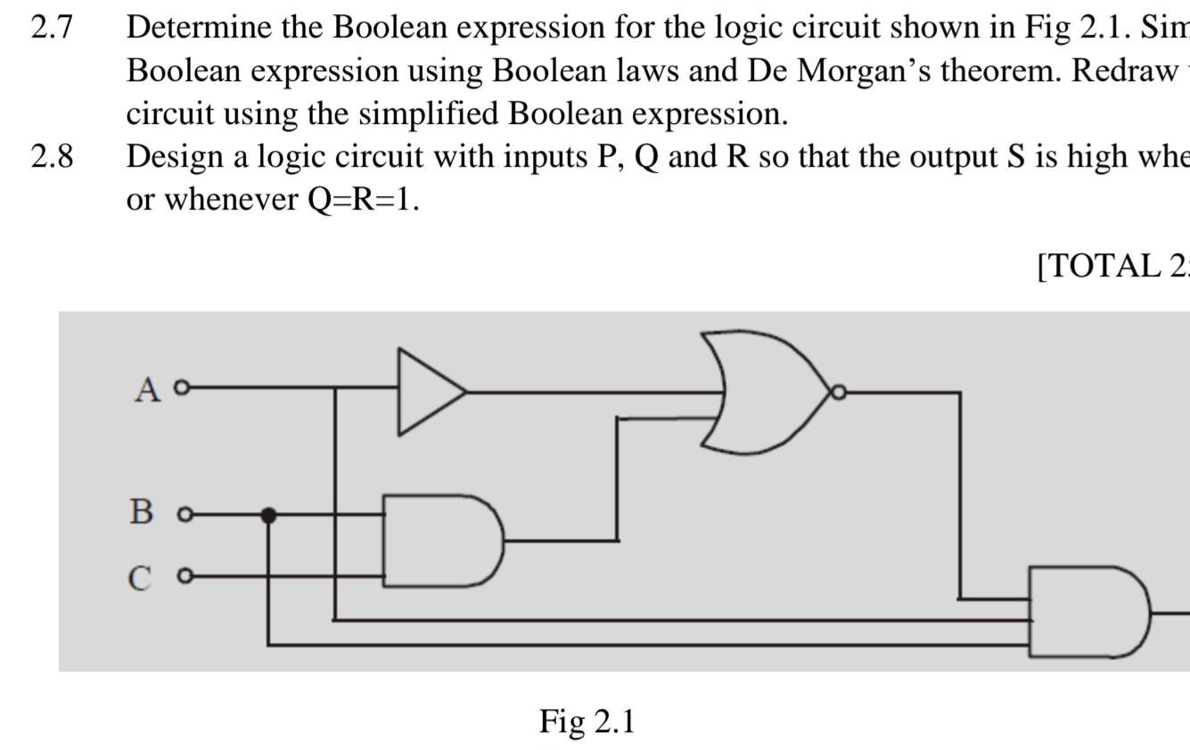 Solved 2.7 Determine the Boolean expression for the logic | Chegg.com