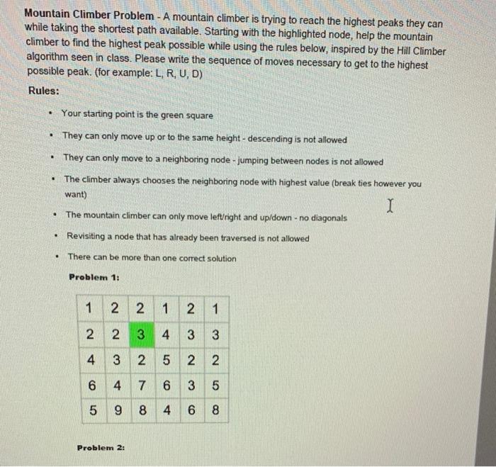 Solved Mountain Climber Problem - A mountain climber is | Chegg.com