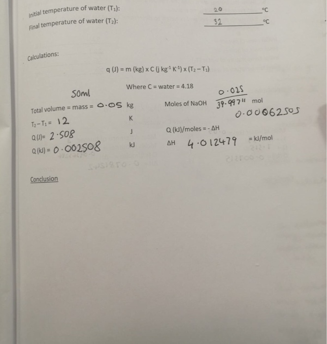 experiment. 224 Initial mass of burner = Final mass | Chegg.com