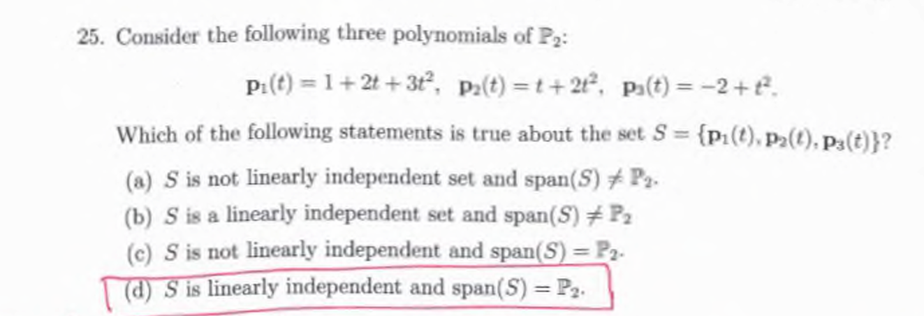 Solved Consider the following three polynomials of P2 | Chegg.com