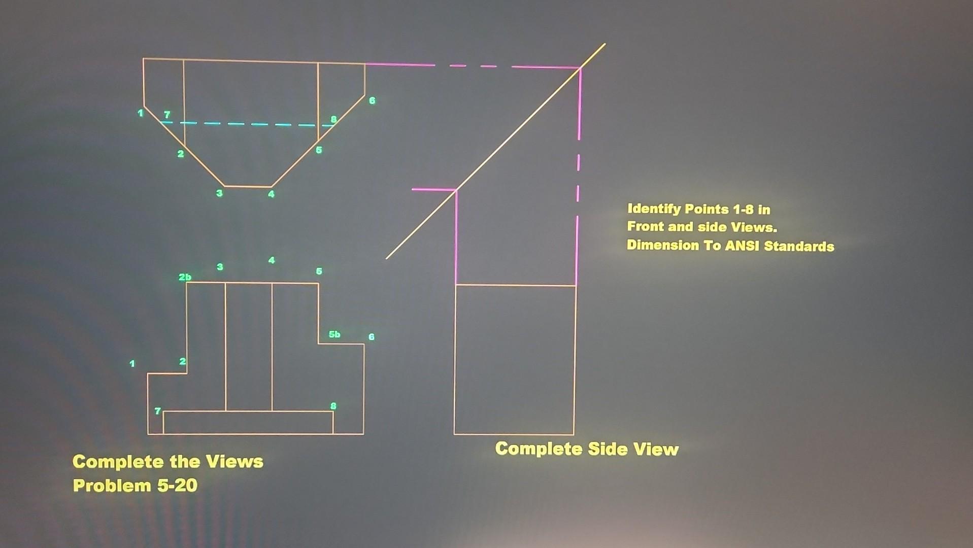 Solved Identify Points 1-8 in Front and side Views. | Chegg.com