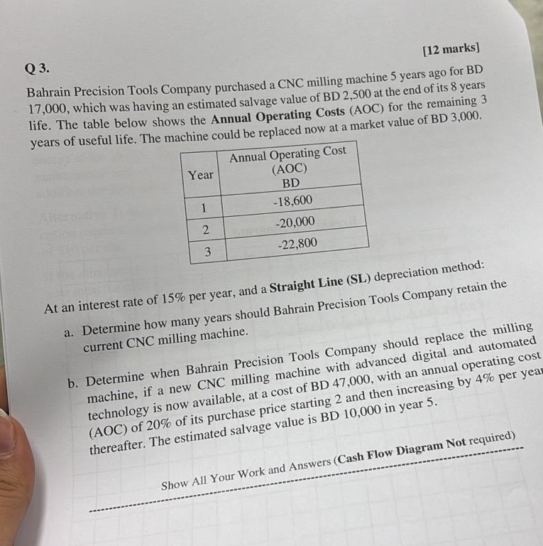 Solved Q3.[12 ﻿marks]Bahrain Precision Tools Company | Chegg.com