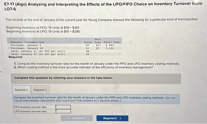 Solved E7-17 (Algo) Analyzing and Interpreting the Effects | Chegg.com