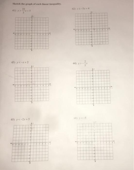 Solved Sketch the graph of each linear inequality. 41) TO | Chegg.com