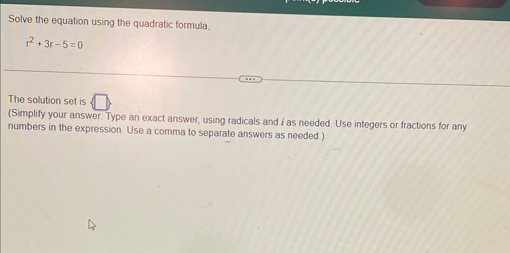 Solved Solve the equation using the quadratic | Chegg.com