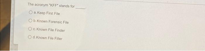 Solved The Access Data utility compares known file hash | Chegg.com