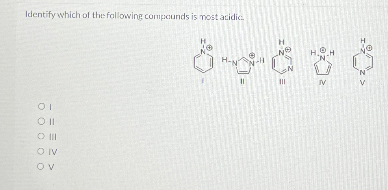 Solved Identify which of the following compounds is most | Chegg.com