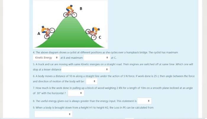Solved B с at C 4. The above diagram shows a cyclist at | Chegg.com