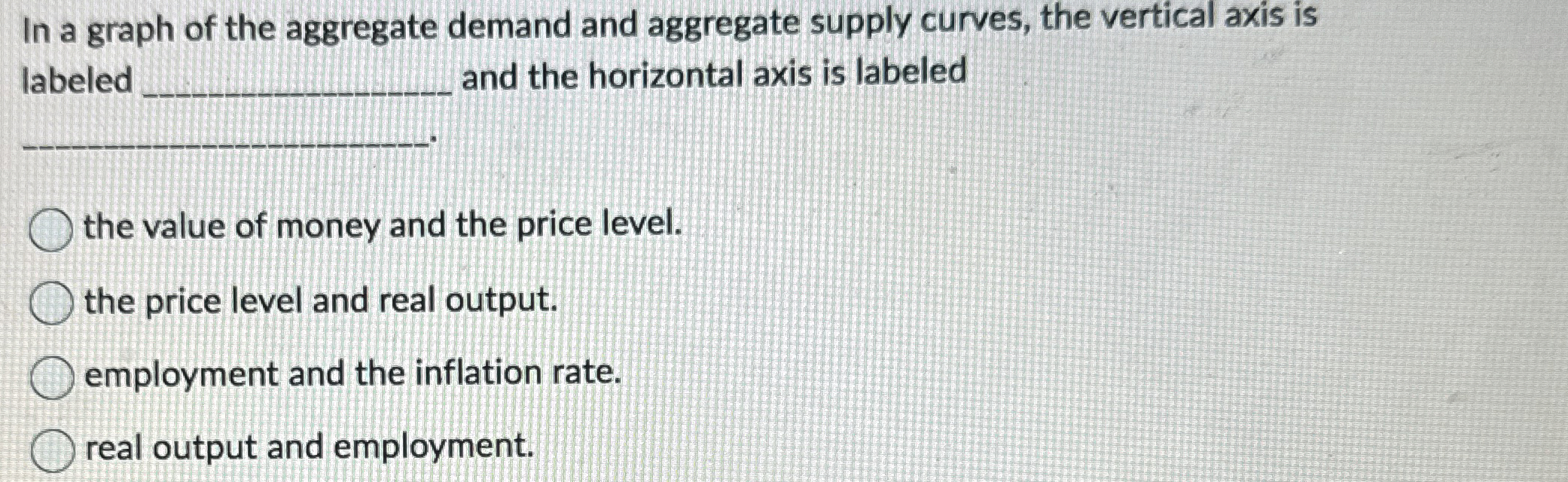 Solved In a graph of the aggregate demand and aggregate | Chegg.com