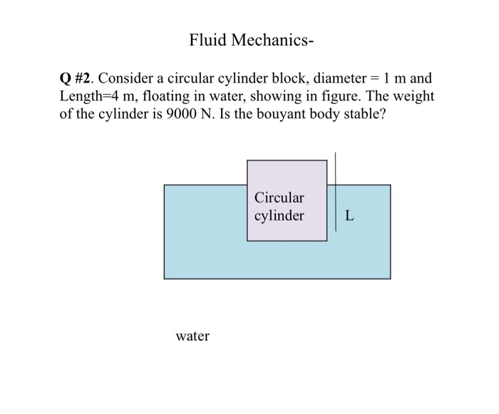 Solved Fluid Mechanics- Q #2. Consider a circular cylinder | Chegg.com