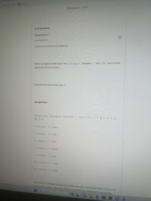 Solved Question 1 of 1 0 of 25 points Question 1 (Cout | Chegg.com