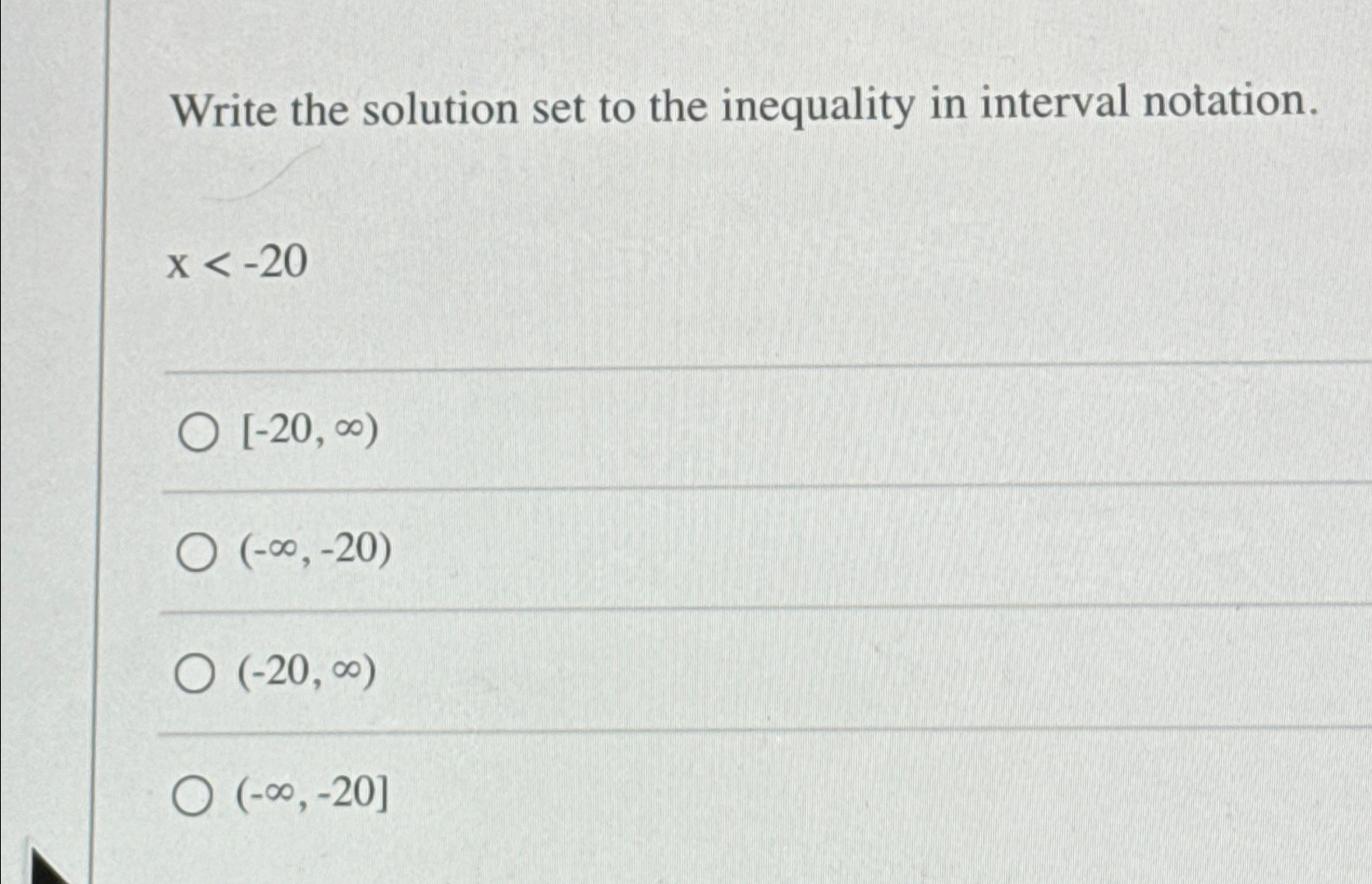 Solved Write the solution set to the inequality in interval | Chegg.com