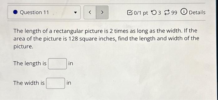 Solved The length of a rectangular picture is 2 times as | Chegg.com