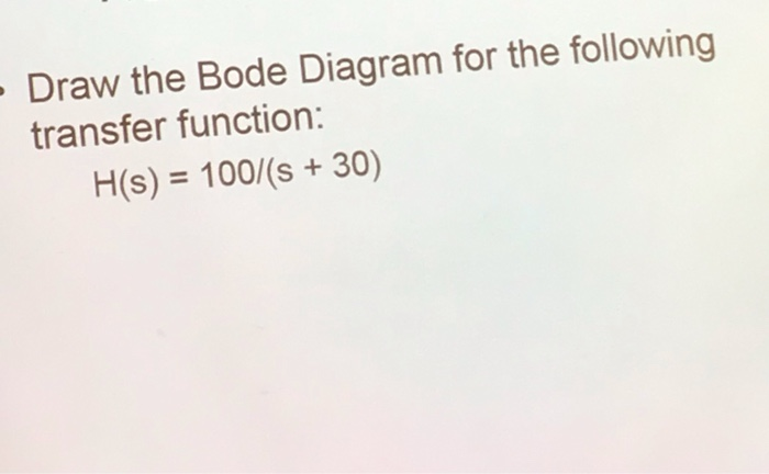 Solved · Draw the Bode Diagram for the following transfer | Chegg.com