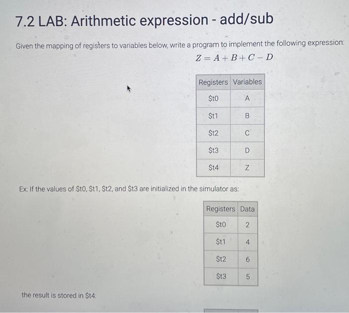 Solved Given the mapping of registers to variables below, | Chegg.com