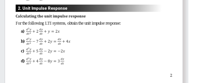 Solved Calculating the unit impulse response For the | Chegg.com