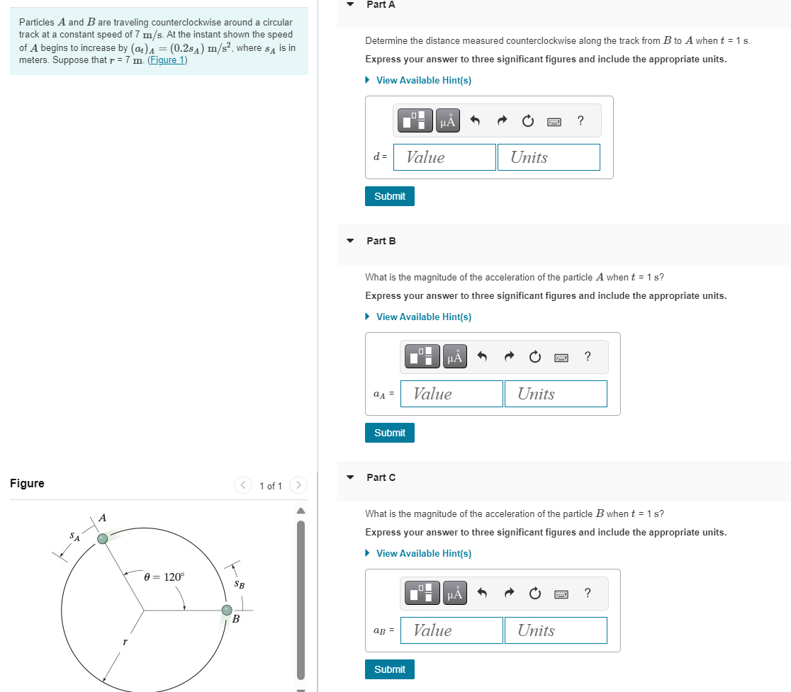 Solved Particles A and B ﻿are traveling counterclockwise | Chegg.com