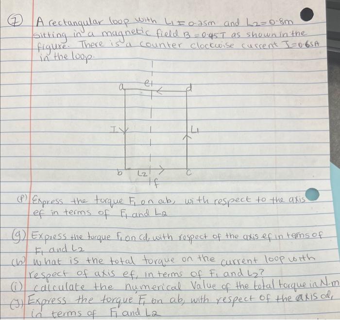 Solved A rectangular loop with L1=0.25 m and L2=0.8 m | Chegg.com