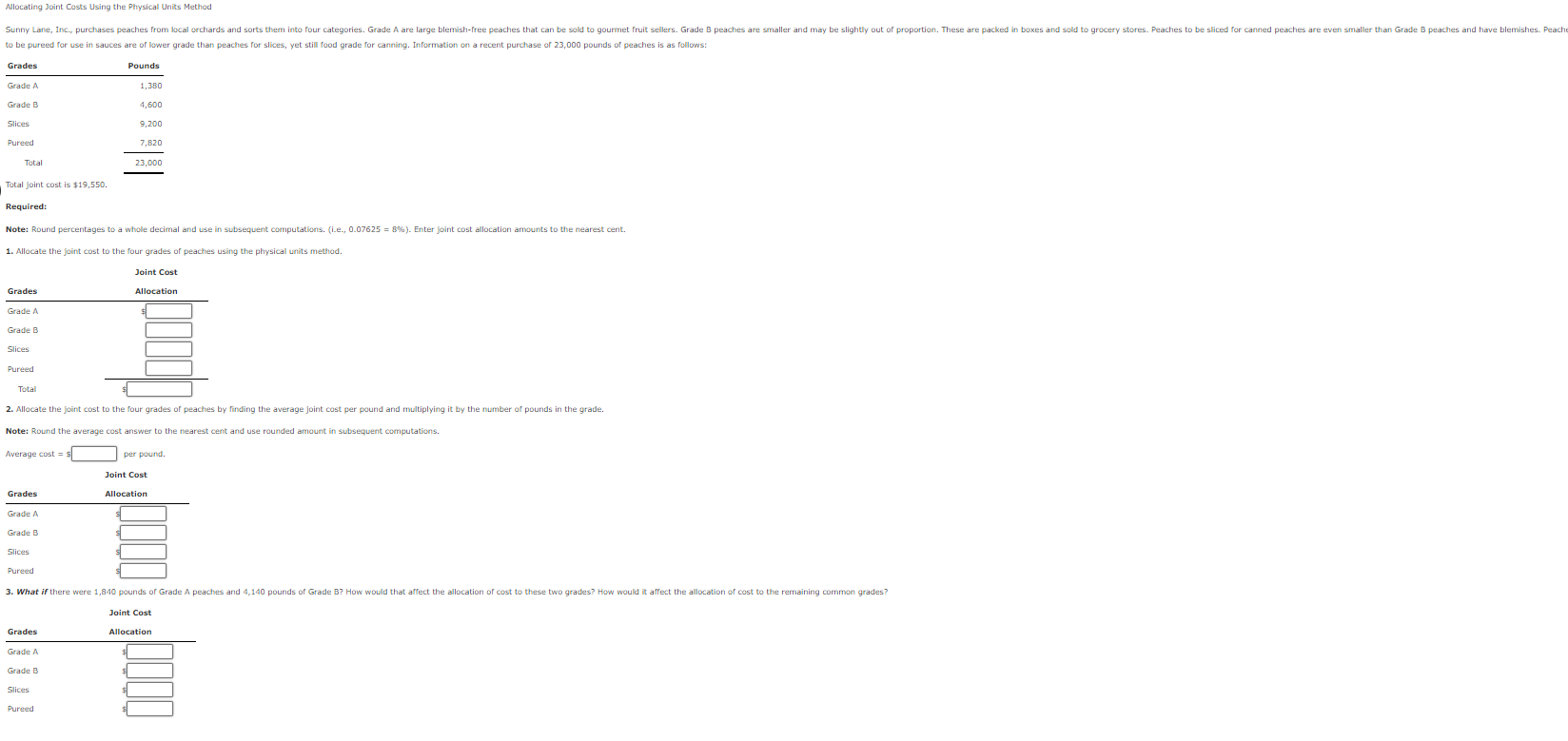Solved Allocating Joint Costs Using the Physical Units | Chegg.com