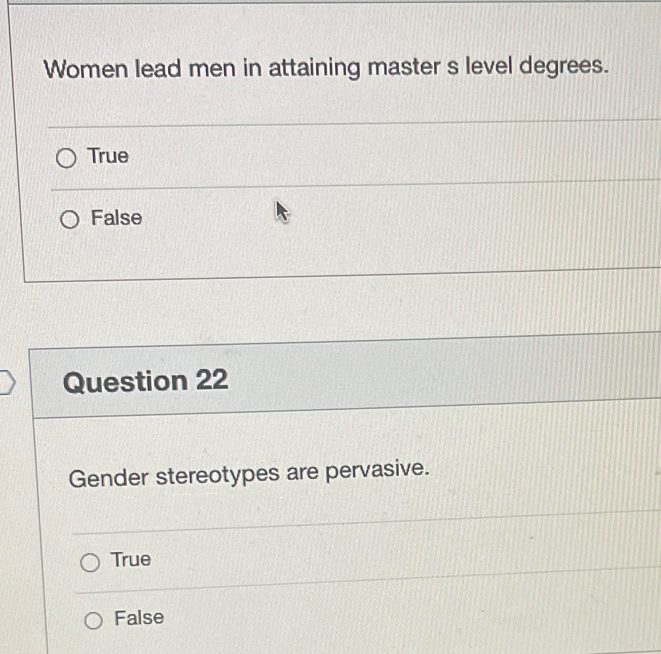 Solved Women lead men in attaining master s level | Chegg.com