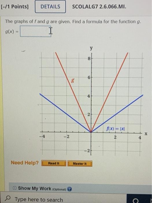 Solved [-/1 Points] DETAILS SCOLALG7 2.6.066.MI. The graphs | Chegg.com