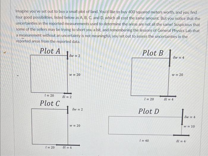 Solved Imagine you've set out to buy a small plot of land. | Chegg.com