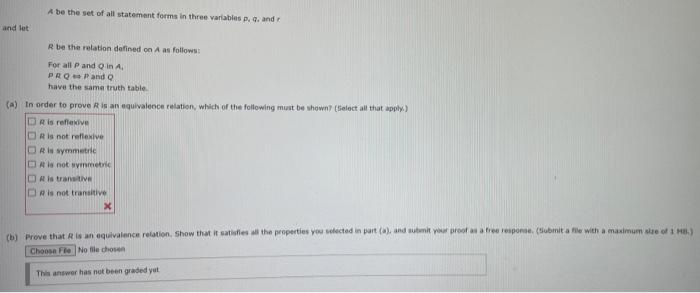 Solved A be the set of all statemant forms in three | Chegg.com