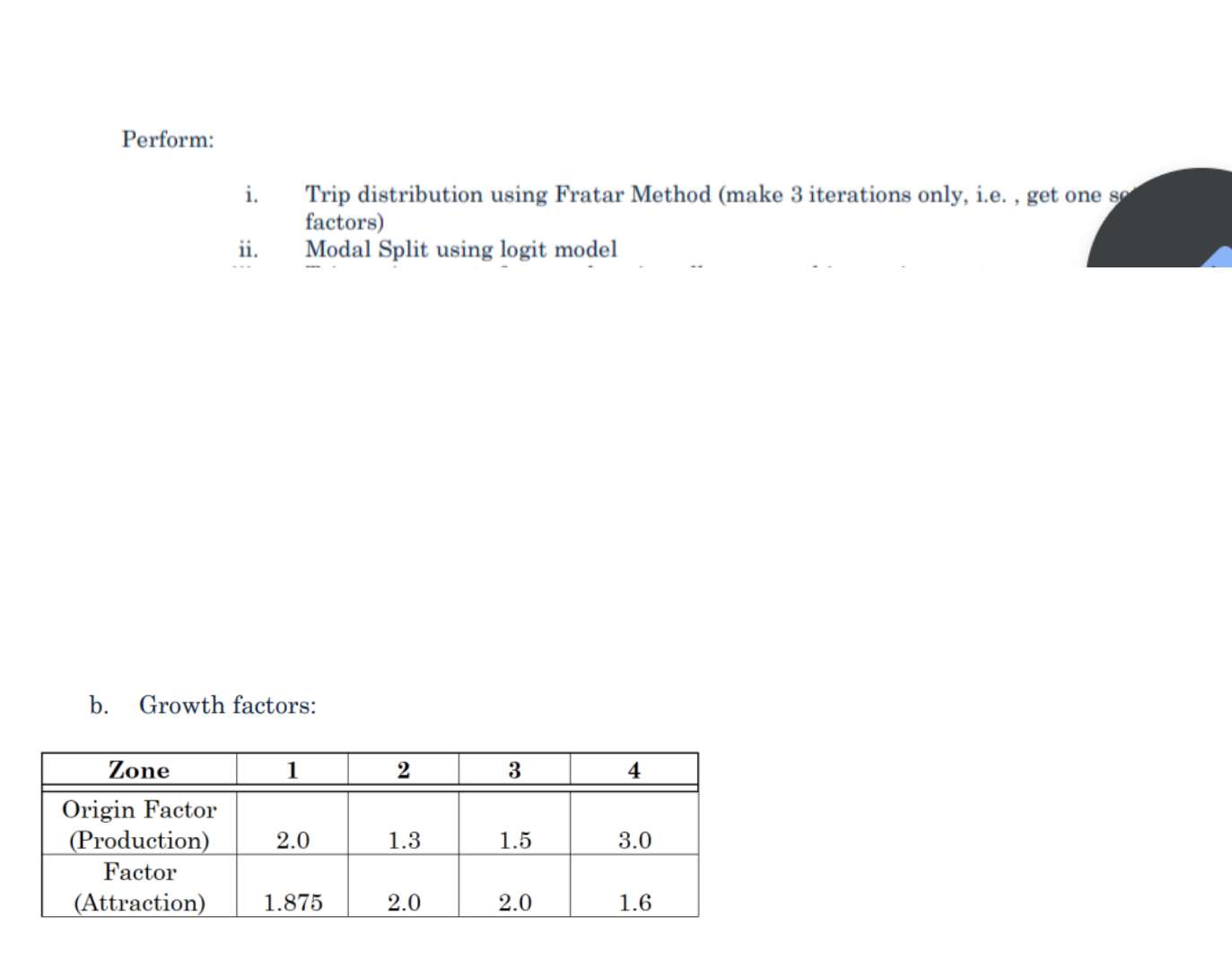 Perform: i. Trip distribution using Fratar Method | Chegg.com