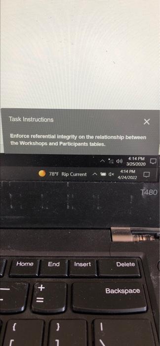 Solved Task Instructions Х Enforce referential integrity on | Chegg.com