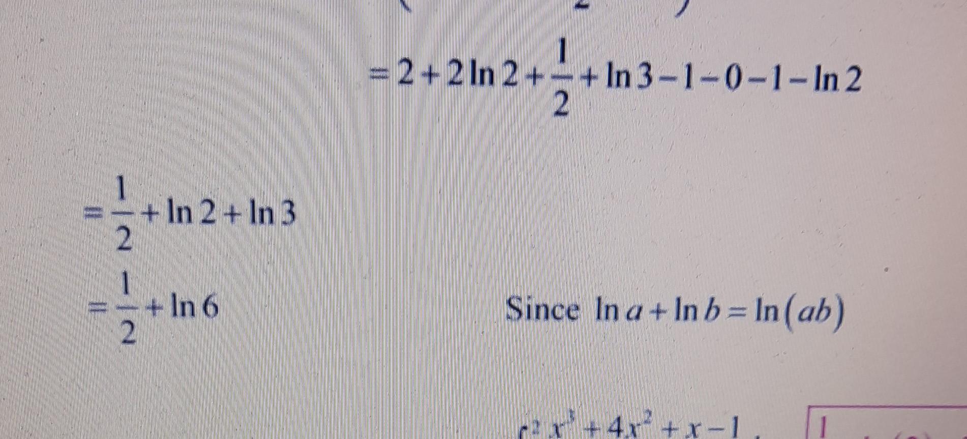 Solved =2+2ln2+21+ln3−1−0−1−ln2=21+ln2+ln3=21+ln6 Since | Chegg.com