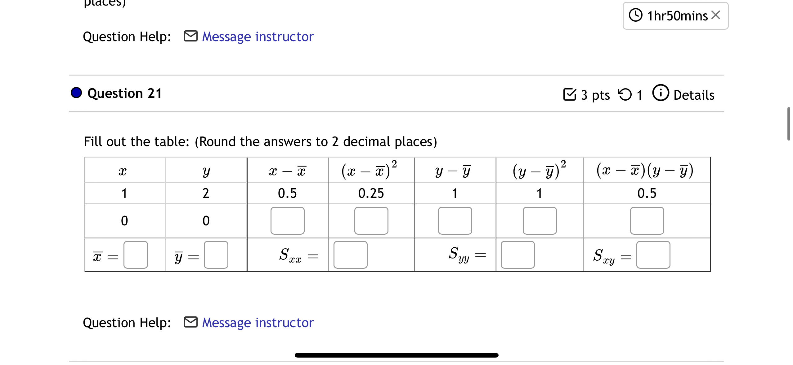 Solved Fill out the table: (Round the answers to 2 ﻿decimal | Chegg.com