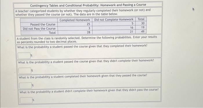 Solved Contingency Tables and Conditional Probability: | Chegg.com
