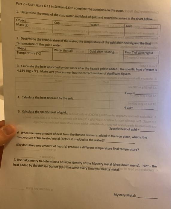 Calorimetry Lab Worksheet (revised 9/2020) (adapted | Chegg.com