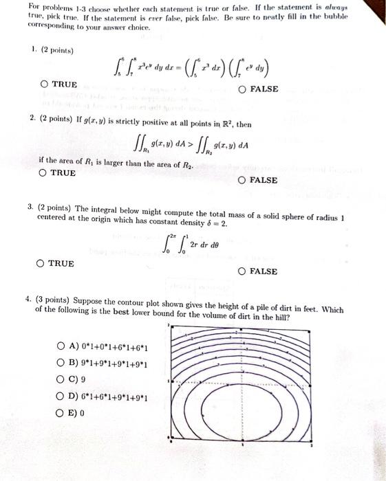 Solved For problems 1-3 choose whether each statement is | Chegg.com