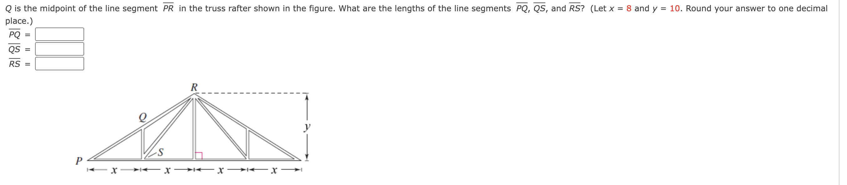 Solved place.)?bar (PQ)=?bar (QS)= ?bar (RS)= | Chegg.com