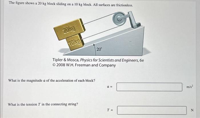 Solved The figure shows a 20 kg block sliding on a 10 kg | Chegg.com