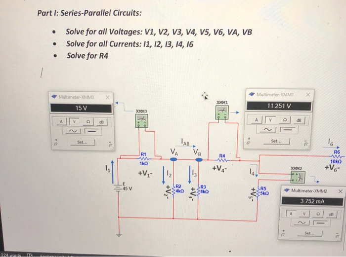 Solved Part I: Series-Parallel Circuits: • Solve for all | Chegg.com