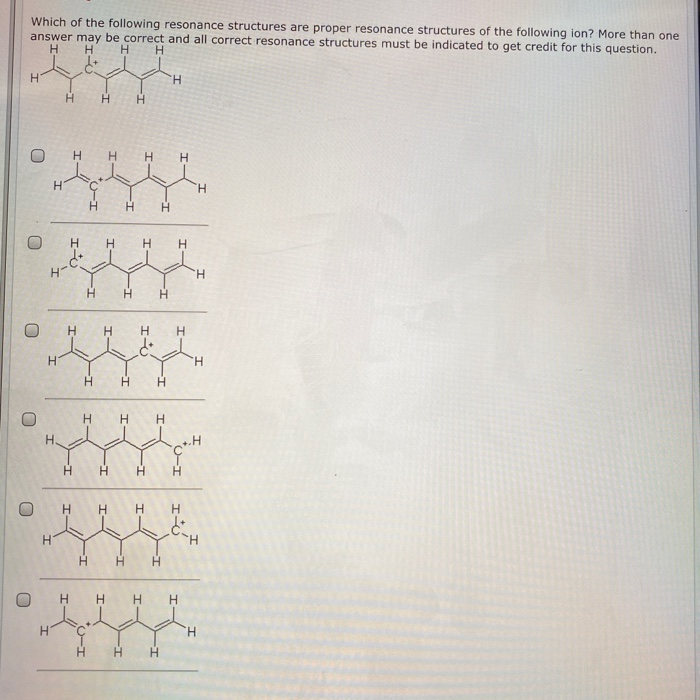 Solved Which of the following resonance structures are | Chegg.com