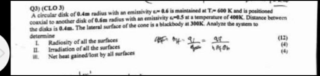 Solved Q3) (CL.O 3) A circular diak of 0.4 m radius with an | Chegg.com