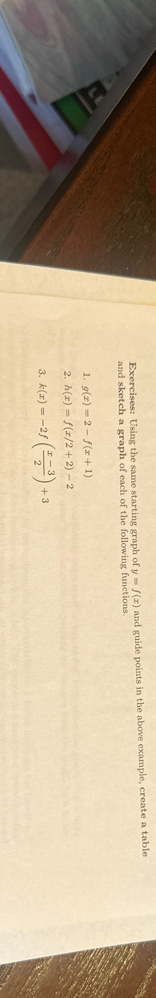 Exercises: Using the same starting graph of y=f(x) | Chegg.com