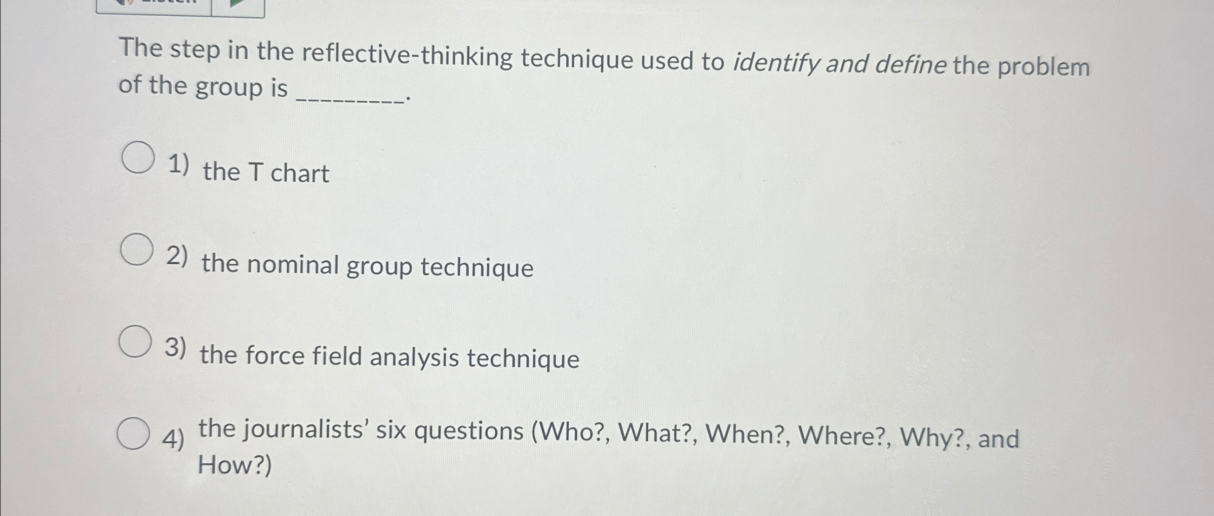 Solved The step in the reflective-thinking technique used to | Chegg.com