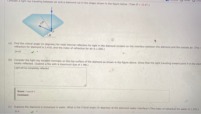 Solved consider a light ray traveling between air and a | Chegg.com