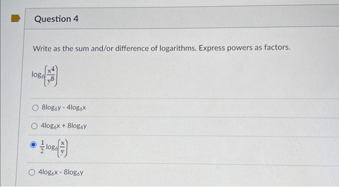 Solved Write as the sum and/or difference of logarithms. | Chegg.com