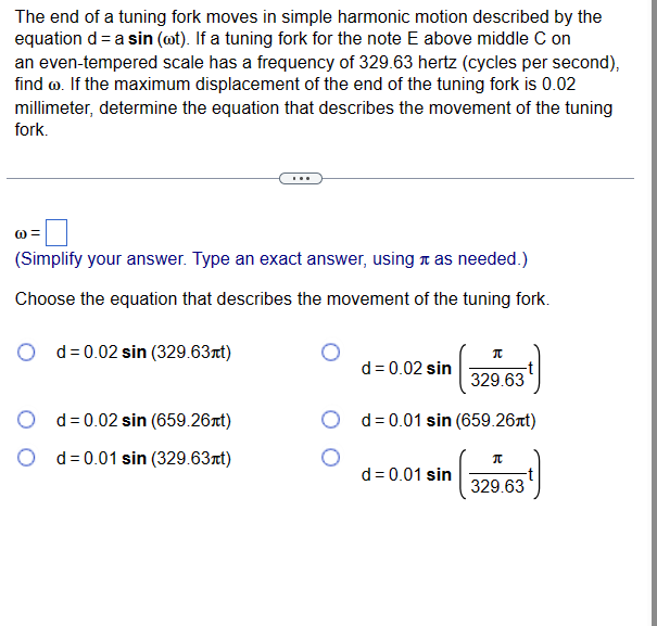 Solved The end of a tuning fork moves in simple harmonic | Chegg.com