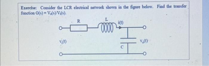 Solved Exercise: Consider the LCR electrical network shown | Chegg.com