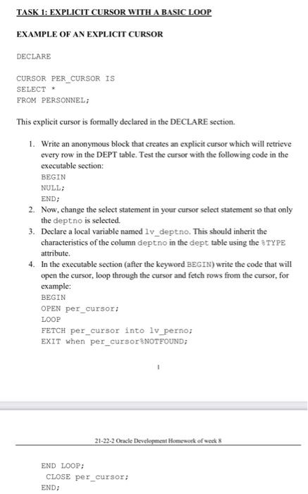 EXAMPLE OF AN EXPLICIT CURSOR DECLARE CURSOR | Chegg.com